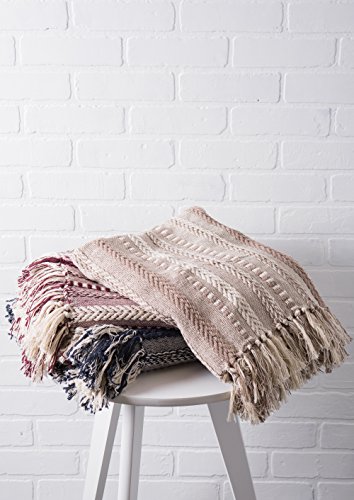 DII Braided Striped Throw, 50x60, Stone