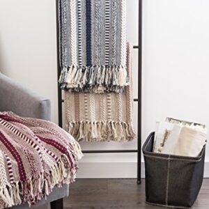 DII Braided Striped Throw, 50x60, Stone