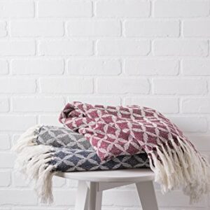 DII Modern Moroccan Lattice Woven Throw, 50 x 60, BlackBerry