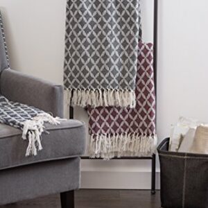 DII Modern Moroccan Lattice Woven Throw, 50 x 60, BlackBerry