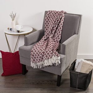 DII Modern Moroccan Lattice Woven Throw, 50 x 60, BlackBerry