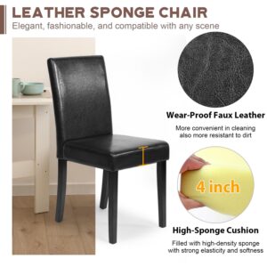 Dining Chairs Dining Room Chairs Parsons Set of 4 Dining Side Chairs for Home Kitchen Living Room, Leather Black