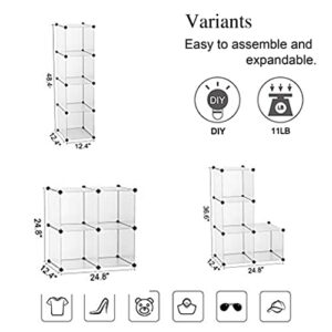 C&AHOME Cube Storage Organizer, 4-Cube Shelving Units, DIY Closet Storage, Modular Book Shelf, Ideal for Bedroom, Living Room, Office, 24.8" L x 12.4" W x 24.8" H Translucent White SBTM3004A