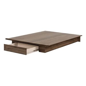 south shore holland platform bed (54/60''), full/queen, natural walnut