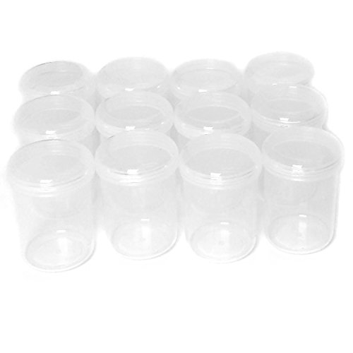 12 Plastic Containers with Rounded Screw-Top Lids - Crafting Beading Sewing Jewelry Organizers