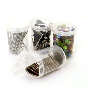 12 Plastic Containers with Rounded Screw-Top Lids - Crafting Beading Sewing Jewelry Organizers