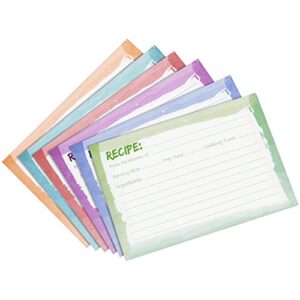 Juvale 60-Pack 4x6 Recipe Cards Double Sided, Colored Recipe Index Cards for Cooking and Kitchen Organization, Restaurants, Cafes, Diners, Watercolor Design, Bulk Pack