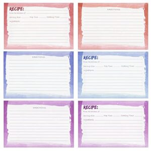 Juvale 60-Pack 4x6 Recipe Cards Double Sided, Colored Recipe Index Cards for Cooking and Kitchen Organization, Restaurants, Cafes, Diners, Watercolor Design, Bulk Pack