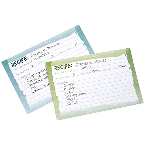 Juvale 60-Pack 4x6 Recipe Cards Double Sided, Colored Recipe Index Cards for Cooking and Kitchen Organization, Restaurants, Cafes, Diners, Watercolor Design, Bulk Pack