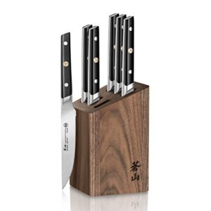 cangshan tc series 1022247 swedish 14c28n steel forged 6-piece steak knife block set, walnut