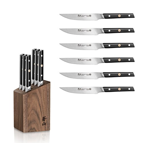 Cangshan TC Series 1022247 Swedish 14C28N Steel Forged 6-Piece Steak Knife Block Set, Walnut