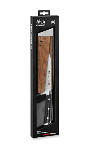 Cangshan TS Series 1020687 Swedish 14C28N Steel Forged 7-Inch Santoku Knife and Wood Sheath Set