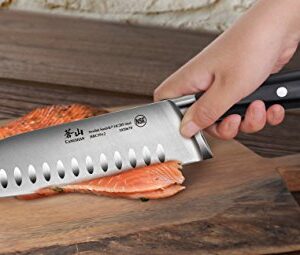 Cangshan TS Series 1020687 Swedish 14C28N Steel Forged 7-Inch Santoku Knife and Wood Sheath Set