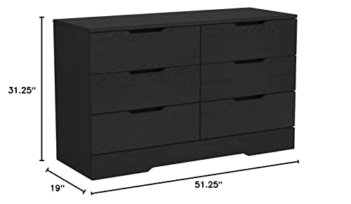 South Shore Holland 6-Drawer Double Dresser, Black Oak