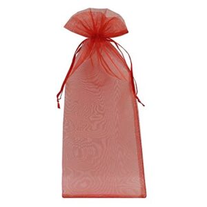 Wuligirl 20pcs Drawstring Organza Wine Bottle Bag 5.5 by 14.5 Inch Wedding Favors Party Reusable Festive Packaging Baby Shower Wine Gift Bags(20pcs Wine Red)