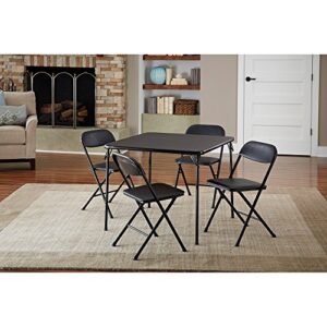 luxury 5-piece card table set low-maintenance and long-lasting powder-coat frame finish, black