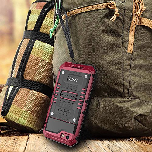 seacosmo Case for iPhone SE 2020, iPhone 7/8 Waterproof, Full Body Protective Shell with Built-in Screen Protector, Military Grade Rugged Heavy Duty Cover, Red