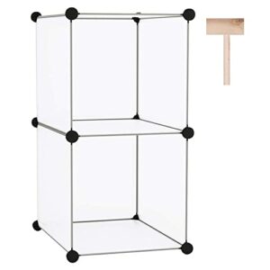 c&ahome cube storage, 2-cube organizer unit, plastic closet storage shelf, diy bookshelf, modular bookcase, cabinet ideal for bedroom, living room, office, 12.4" l x 12.4" w x 24.8" h white sbtm3002a