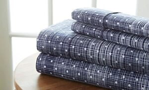 ienjoy home simply soft 3 piece sheet set polkadot patterned, twin, navy (ss-4pc-poka-twin-na)