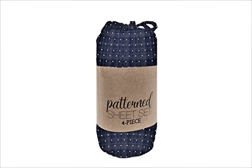 ienjoy Home Simply Soft 3 Piece Sheet Set Polkadot Patterned, Twin, Navy (SS-4PC-POKA-TWIN-NA)