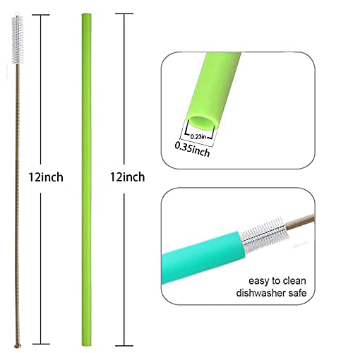 Half Gallon Straw-12 Inch Extra Long Reusable Silicone Straws for 32 oz Tall Tumbler, 40 oz Hydro Flask,64 oz Gallon Water Bottle, Hydro Water Jug YETI RTIC-Flexible Large Big-8 Pack