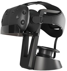 skywin vr stand - headset display stand and cable organizer for all vr glasses - htc vive, playstation vr, and oculus rift, oculus quest