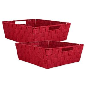 dii woven nylon trapezoid storage bin, for home, office, closets, & everyday storage needs, red, tray