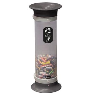 Glasdon C-Thru 10Q Battery Recycling Tube (Black) – Small Battery Recycling Bin – Compact 10Q Battery Collection Tube – Standard/Recycle Across America Decals (Standard Battery Decal)