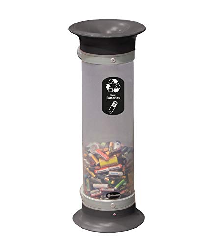 Glasdon C-Thru 10Q Battery Recycling Tube (Black) – Small Battery Recycling Bin – Compact 10Q Battery Collection Tube – Standard/Recycle Across America Decals (Standard Battery Decal)