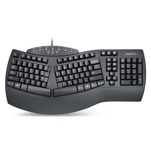 perixx periboard-512 ergonomic split keyboard - natural ergonomic design - black - bulky size 19.09"x9.29"x1.73", us english layout