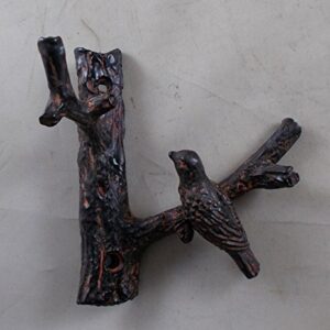 Iron Coat Hook Bird on Tree Branch