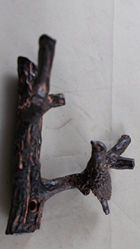 Iron Coat Hook Bird on Tree Branch