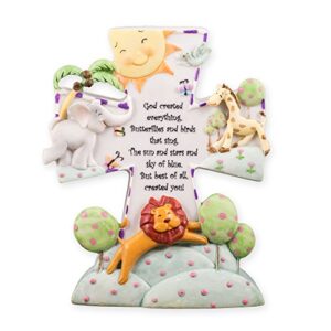 giftware by roman inc, children's gifts, new baby, 6.5" h night light god created,religious, inspirational, durable (6x5x2)