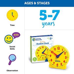 Learning Resources Big Time Student Clock, Teaching & Demonstration Clock, Develops Time and Early Math Skills, Ages 5+, Clock for Learning, 12 Hour,Back to School Gifts