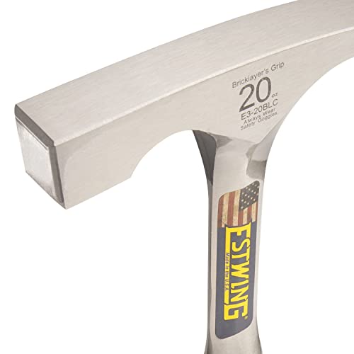 Estwing - E3‐20BLC Bricklayer's/Mason's Hammer - 20 oz Masonary Tool with Forged Steel Construction & Shock Reduction Grip - E3-20BLC Silver