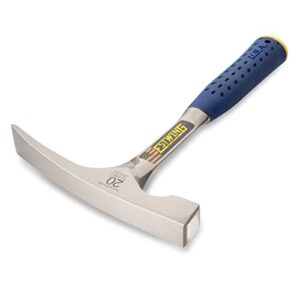 Estwing - E3‐20BLC Bricklayer's/Mason's Hammer - 20 oz Masonary Tool with Forged Steel Construction & Shock Reduction Grip - E3-20BLC Silver