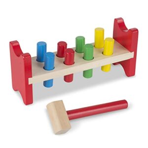 melissa & doug deluxe wooden pound-a-peg toy with hammer