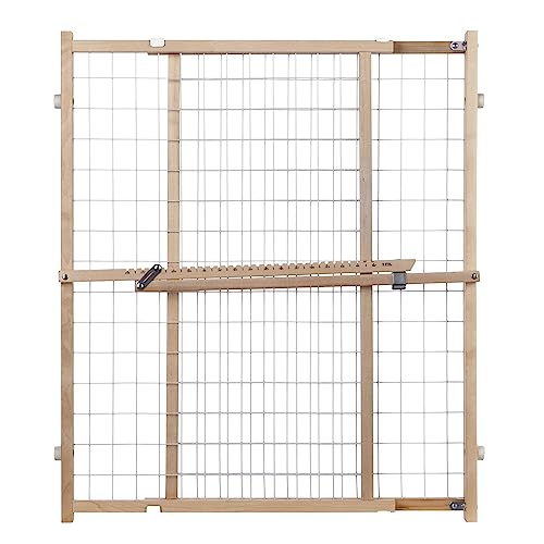 Toddleroo by North States 50" Wide Extra Wide Wire Mesh Baby Gate, Made in USA: Installs in Wide Opening Without damaging Wall. Pressure Mount. Fits 29.5"-50" Wide (32" Tall, Sustainable Hardwood)