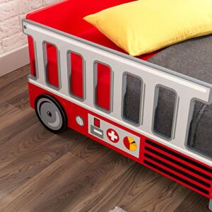 KidKraft Fire Truck Wooden Toddler Bed with Guard Rails, Children's Furniture - Red, Gift for Ages 15 mo+, 59.2 x 28.8 x 21