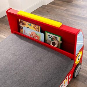 KidKraft Fire Truck Wooden Toddler Bed with Guard Rails, Children's Furniture - Red, Gift for Ages 15 mo+, 59.2 x 28.8 x 21