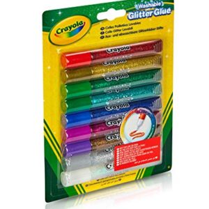 Crayola Washable Glitter Glue - Assorted Colours (Pack of 9) | Add Some Extra Sparkle to Your Arts & Crafts! | Ideal for Kids Aged 3+