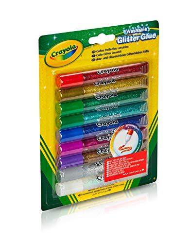 Crayola Washable Glitter Glue - Assorted Colours (Pack of 9) | Add Some Extra Sparkle to Your Arts & Crafts! | Ideal for Kids Aged 3+