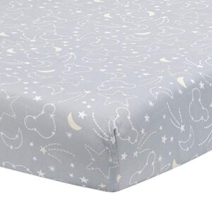 disney baby mickey mouse gray/yellow celestial fitted crib sheet by lambs & ivy