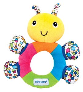 the first years first baby rattle - sensory toys with soft textures and crinkle sounds - infant toys ages 3 months and up