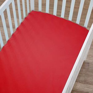 American Baby Company Supreme 100% Natural Cotton Jersey Knit Fitted Crib Sheet for Standard Crib and Toddler Mattresses, Red, Soft Breathable, for Boys and Girls, 28 X 52 Inch