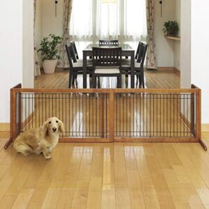 Richell Wood Freestanding Pet Gate, Large, Autumn Matte Finish