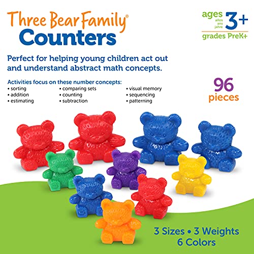 Learning Resources Three Bear Family Counters - 96 Pieces. Ages 3+ Preschool Learning Toys, Counting Toys for Toddler, Social Emotional Learning Toys, Therapy Tool,Back to School Gifts