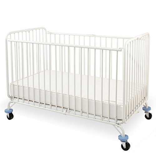 LA Baby Full Size Metal Holiday Crib, White