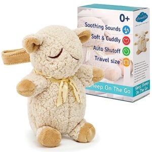 cloud b travel soothing sound machine | cuddly stuffed animal | 4 white noise | auto-shutoff | travel sleep sheep on the go