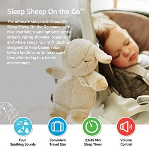 Cloud b Travel Soothing Sound Machine | Cuddly Stuffed Animal | 4 White Noise | Auto-Shutoff | Travel Sleep Sheep on the Go